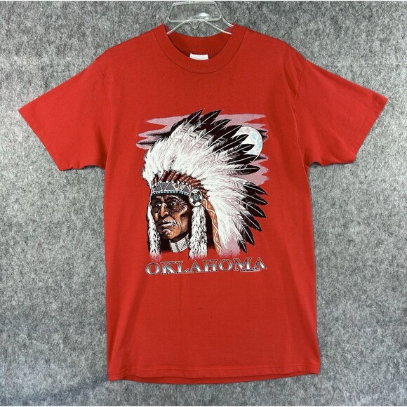 Wild Hare | Shirts | Vintage Native American Chief T Shirt 99 Single Stitch Red Oklahoma Y2k ...